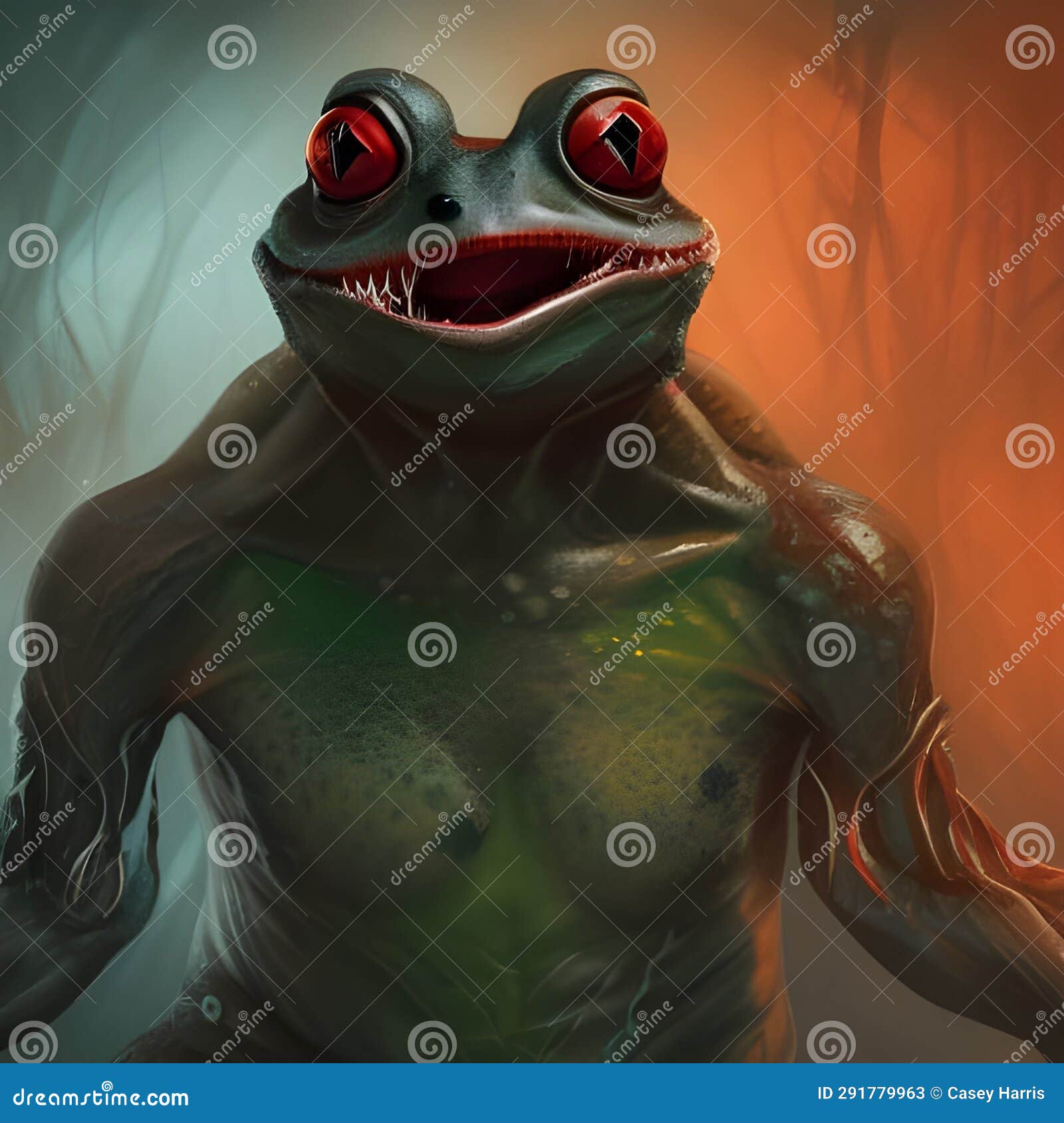 Evil red eyed frog stock illustration. Illustration of mist - 291779963