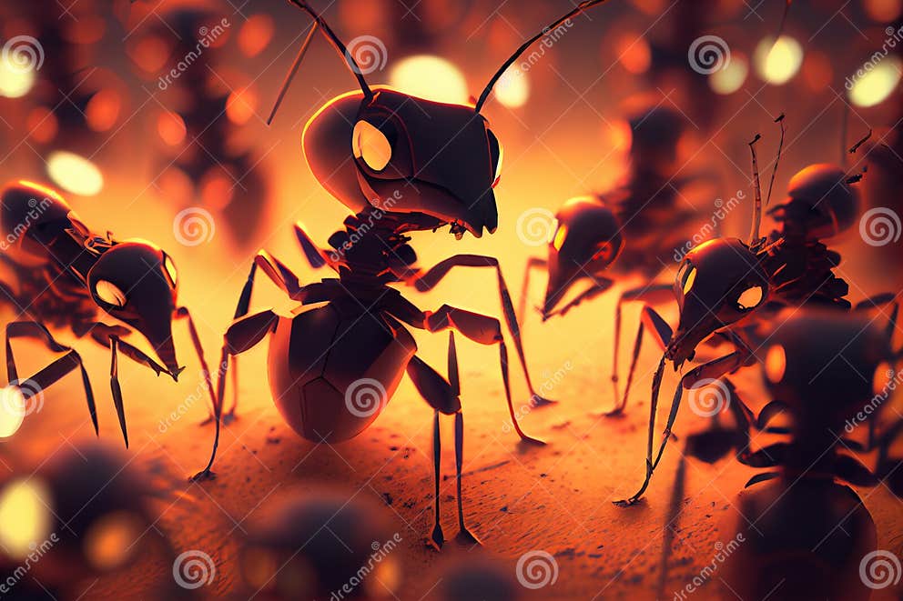 Evil Robot Ants in the Grass. AI Generated Stock Illustration ...