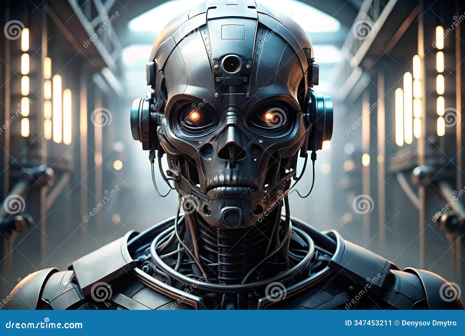 Evil Robot. Cybernetic Robot Head Stock Image - Image of password ...