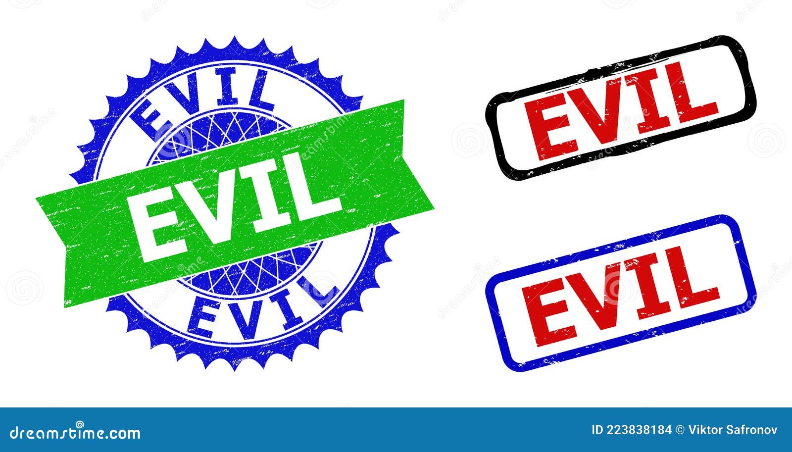 Evil Rosette And Rectangle Bicolor Stamp Seals With Corroded Styles