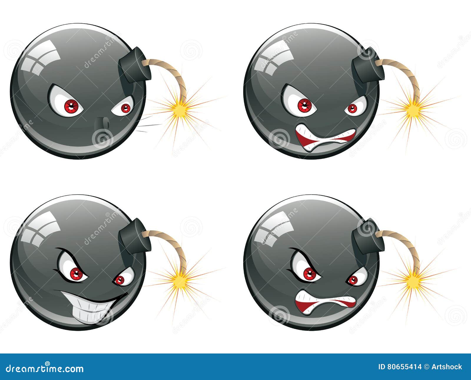 Evil Round Bomb stock vector. Illustration of explode - 80655414