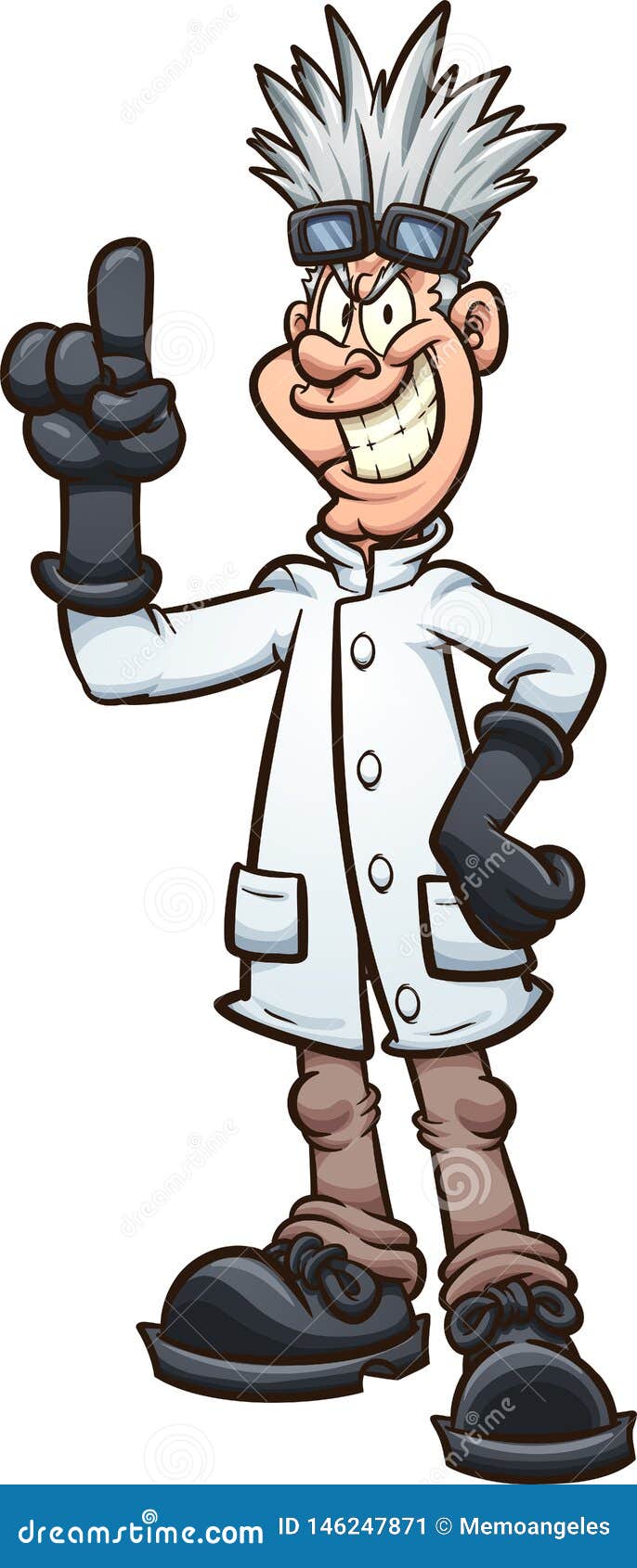 Crazy Thin Evil Scientist with Finger Up Stock Vector - Illustration of ...