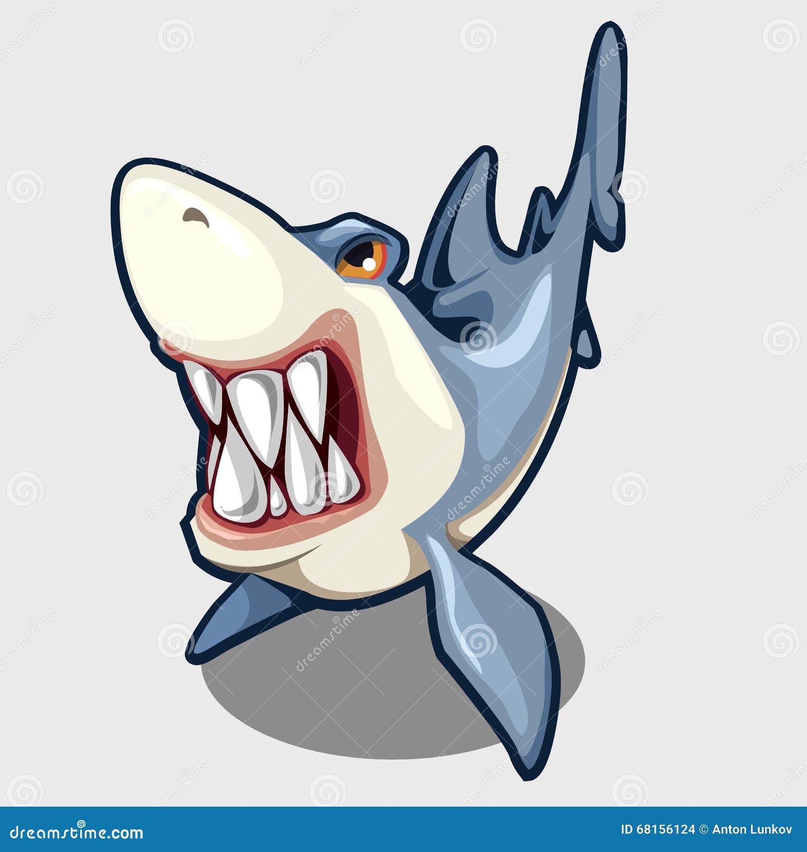 Evil Shark with Sharp Teeth, Isolated Vector Stock Vector ...