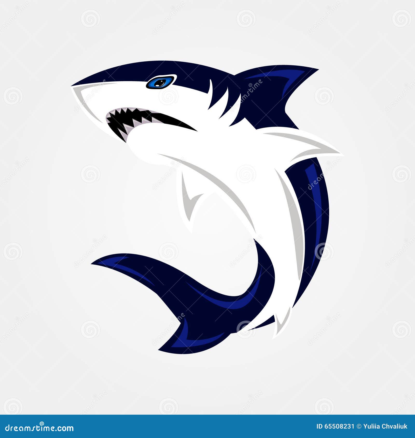 Evil shark swims stock vector. Illustration of marine - 65508231