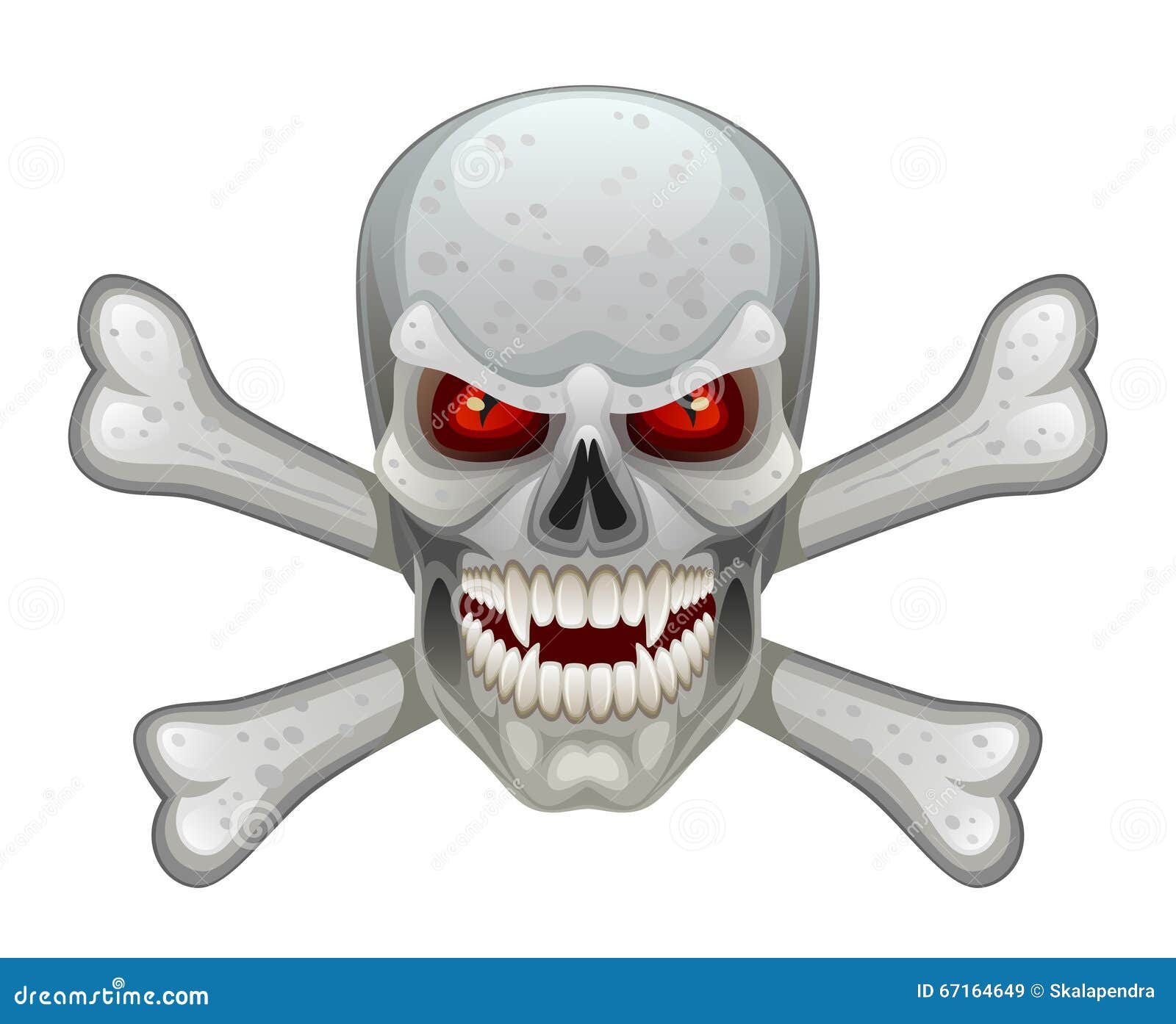 Evil skull cross bone stock vector. Illustration of bones - 67164649