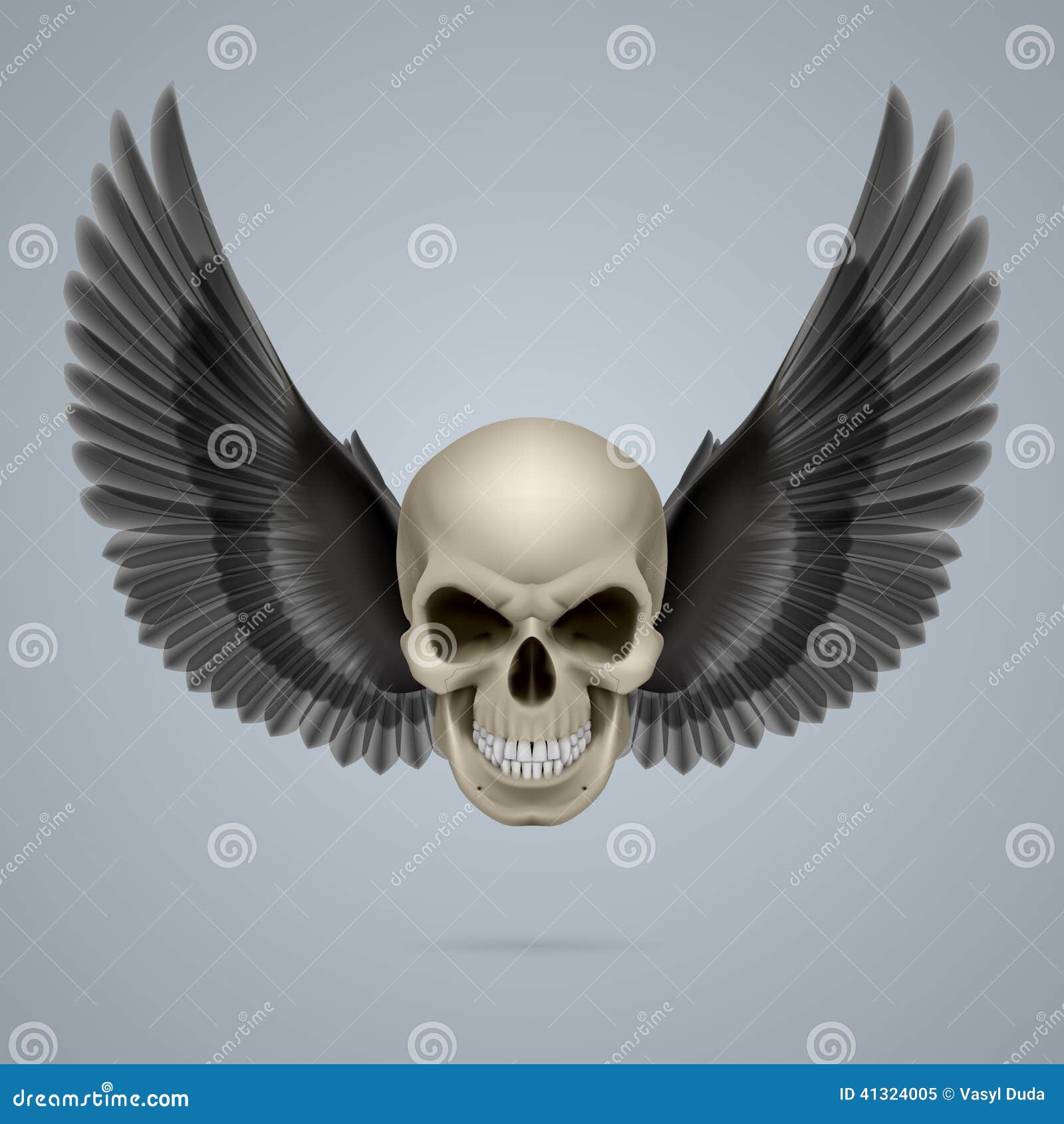 Evil skull with wings stock illustration. Illustration of metal - 41324005