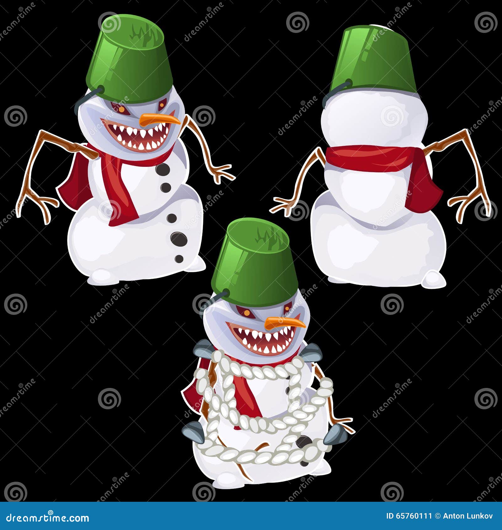 Evil Snowman in Three Poses Stock Vector - Illustration of costume ...