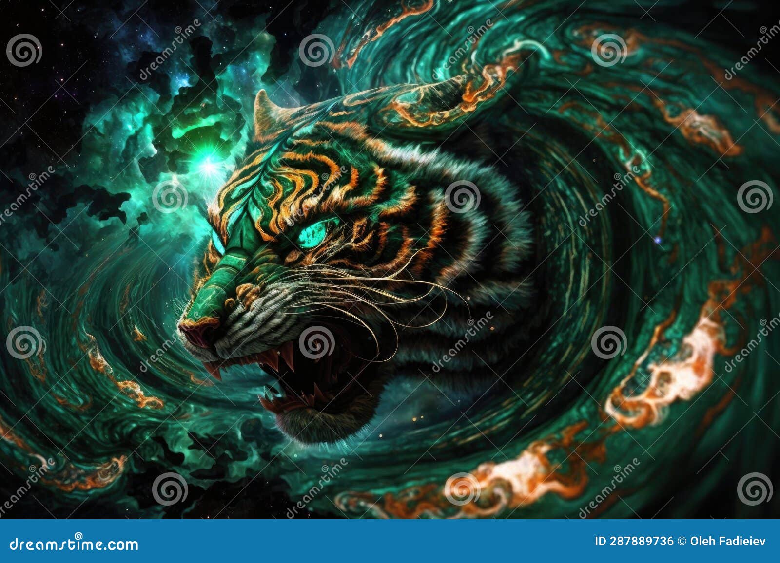 An Evil Tiger in Outer Space Stock Illustration - Illustration of ...