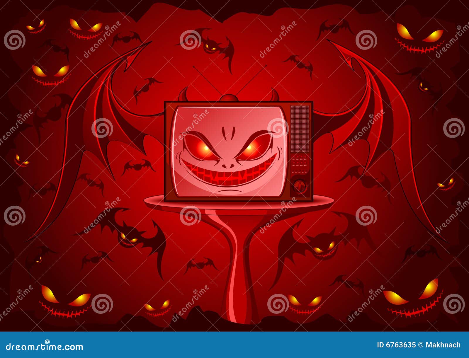 Evil TV stock vector. Illustration of equipment, screen - 6763635