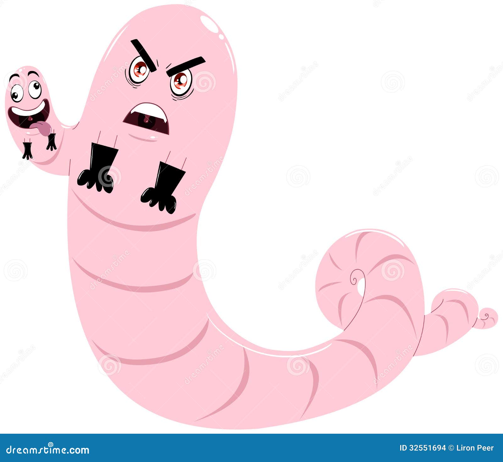 Evil Two Headed Worm with Gloves Stock Vector - Illustration of animals ...