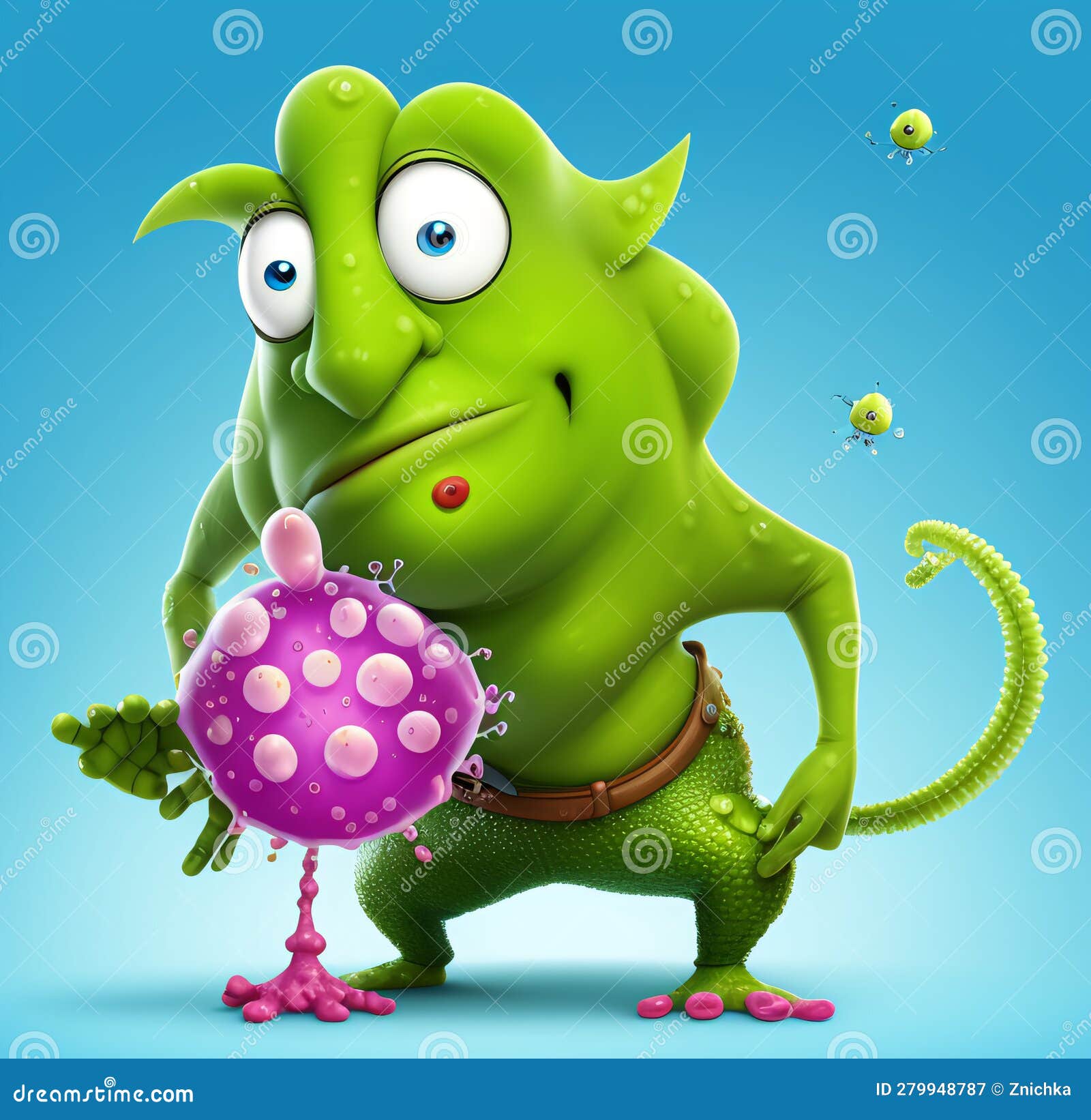 An Evil Virus Character with a Comical Expression Stock Illustration ...