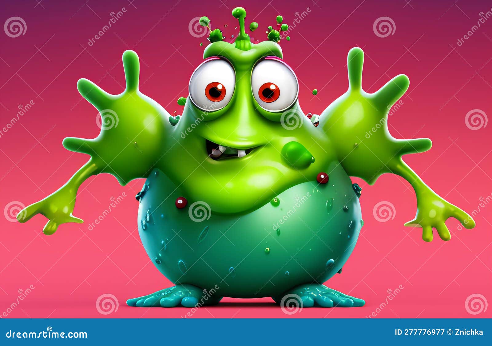 An Evil Virus Character with a Comical Expression Stock Illustration ...