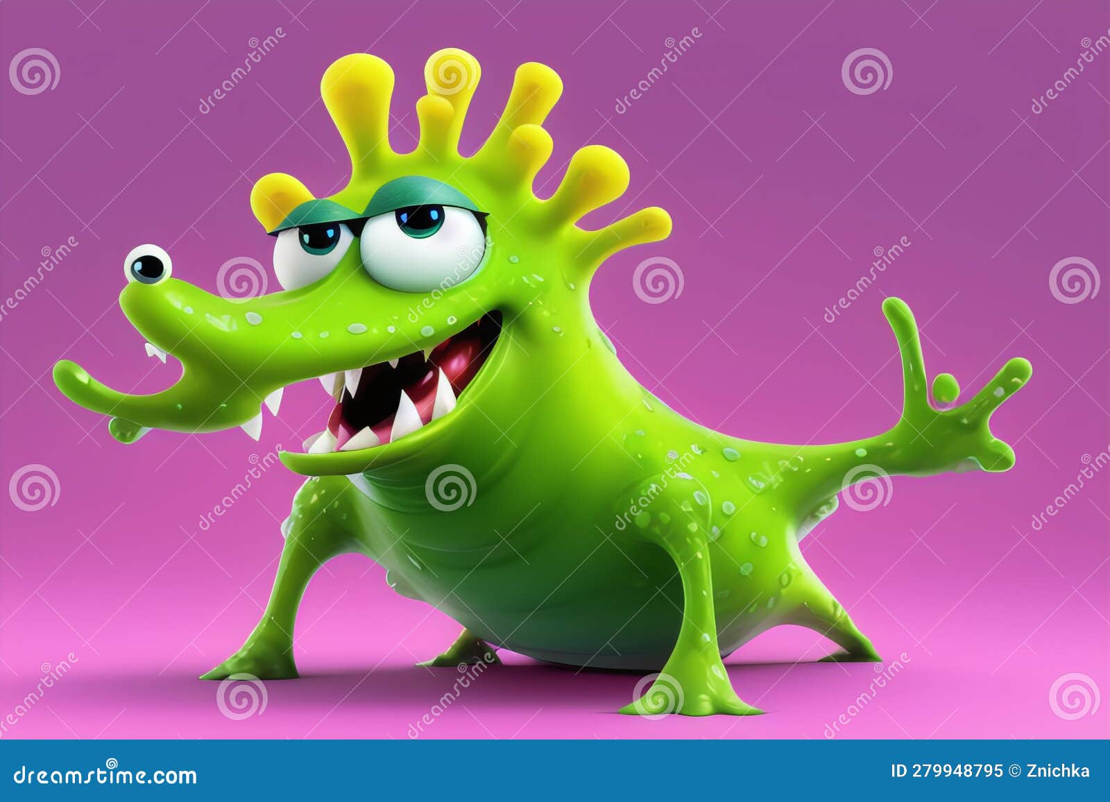 An Evil Virus Character with a Comical Expression Stock Illustration ...