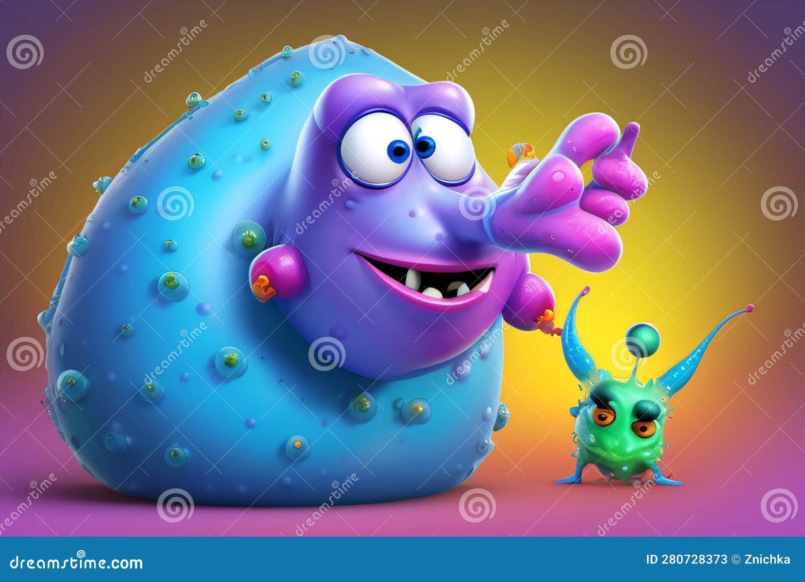 An Evil Virus Character with a Comical Expression Stock Illustration ...
