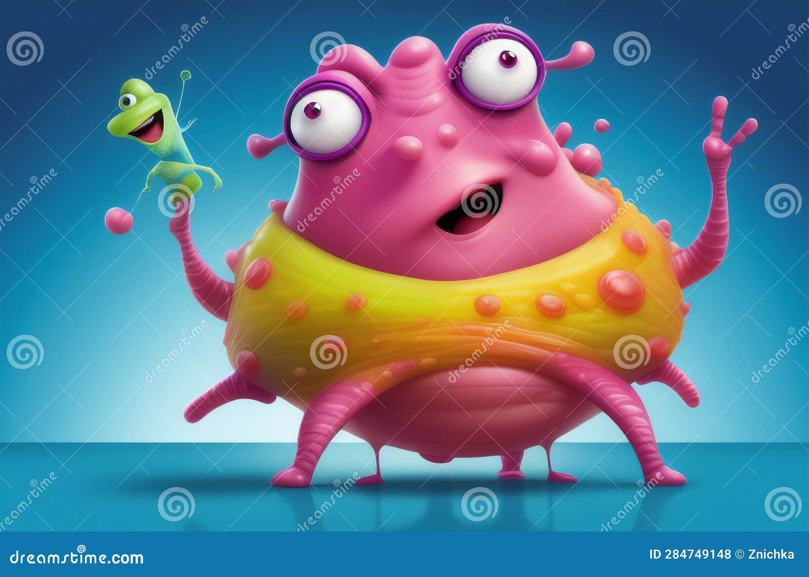 An Evil Virus Character with a Comical Expression Stock Illustration ...