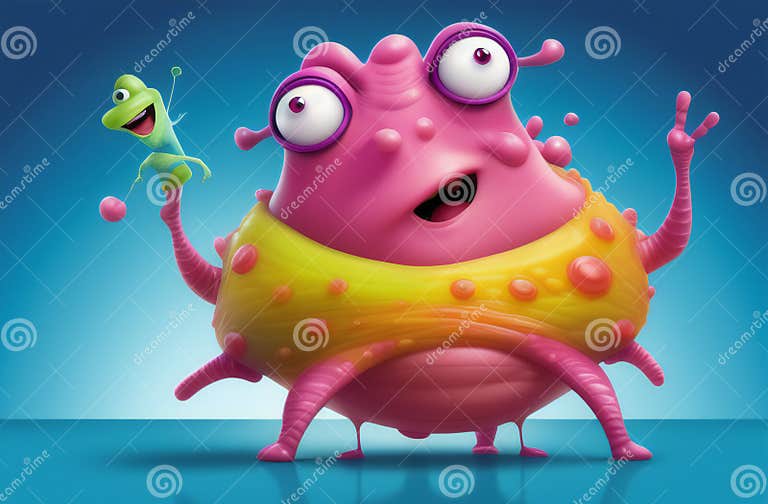 An Evil Virus Character with a Comical Expression Stock Illustration ...