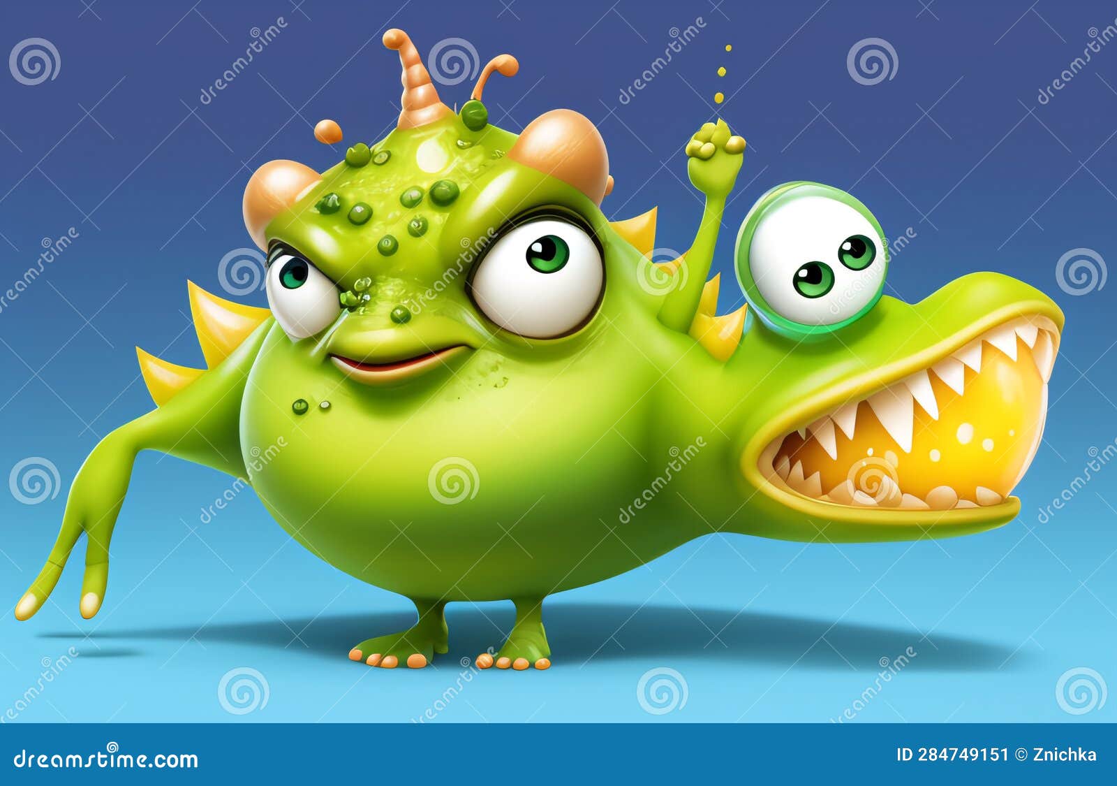 An Evil Virus Character with a Comical Expression Stock Illustration ...
