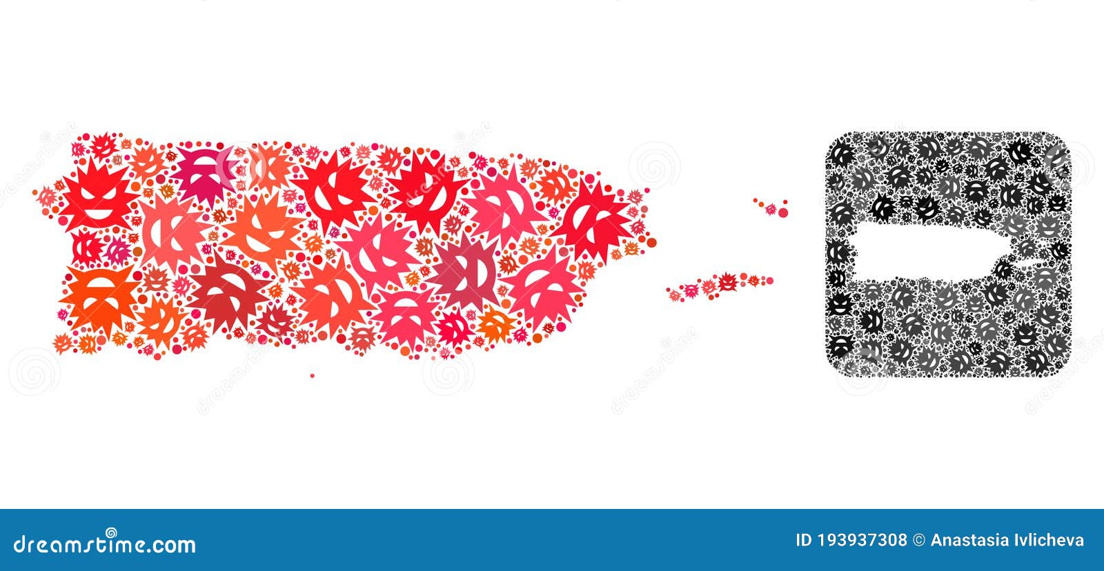 Map of Puerto Rico - Pandemic Virus Mosaic with Stencil Stock Vector ...