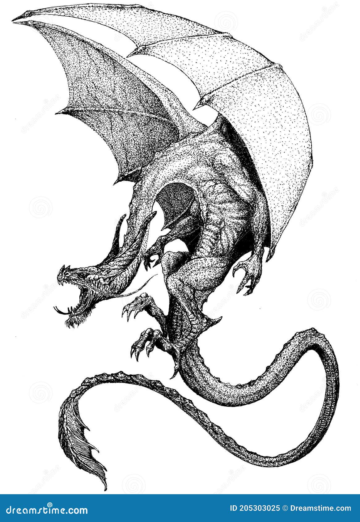 Evil Winged Dragon Ready for an Attack Stock Illustration ...