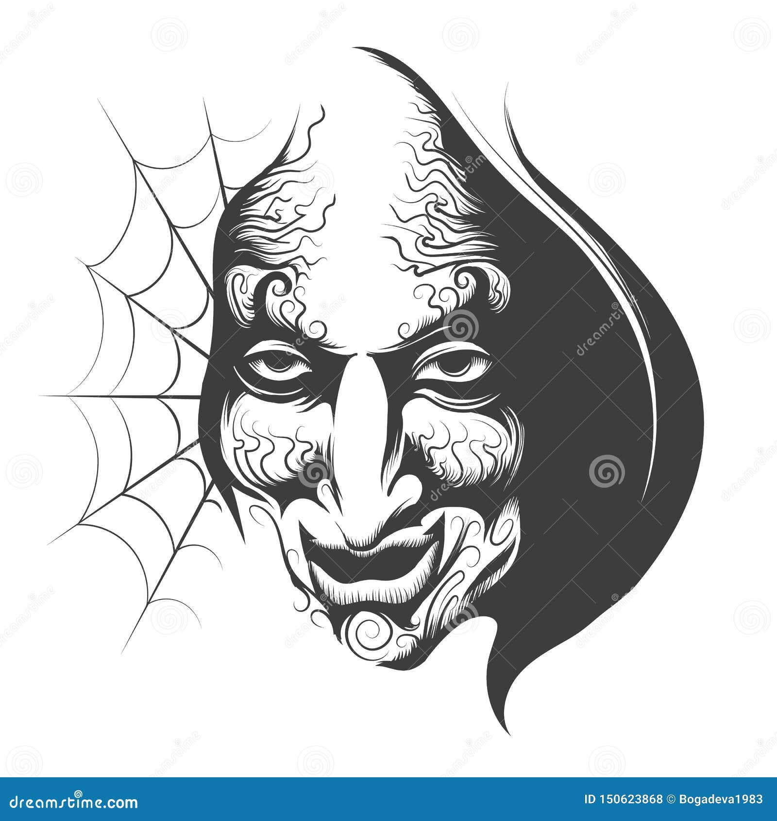 Evil Wizard Face stock vector. Illustration of drawing - 150623868