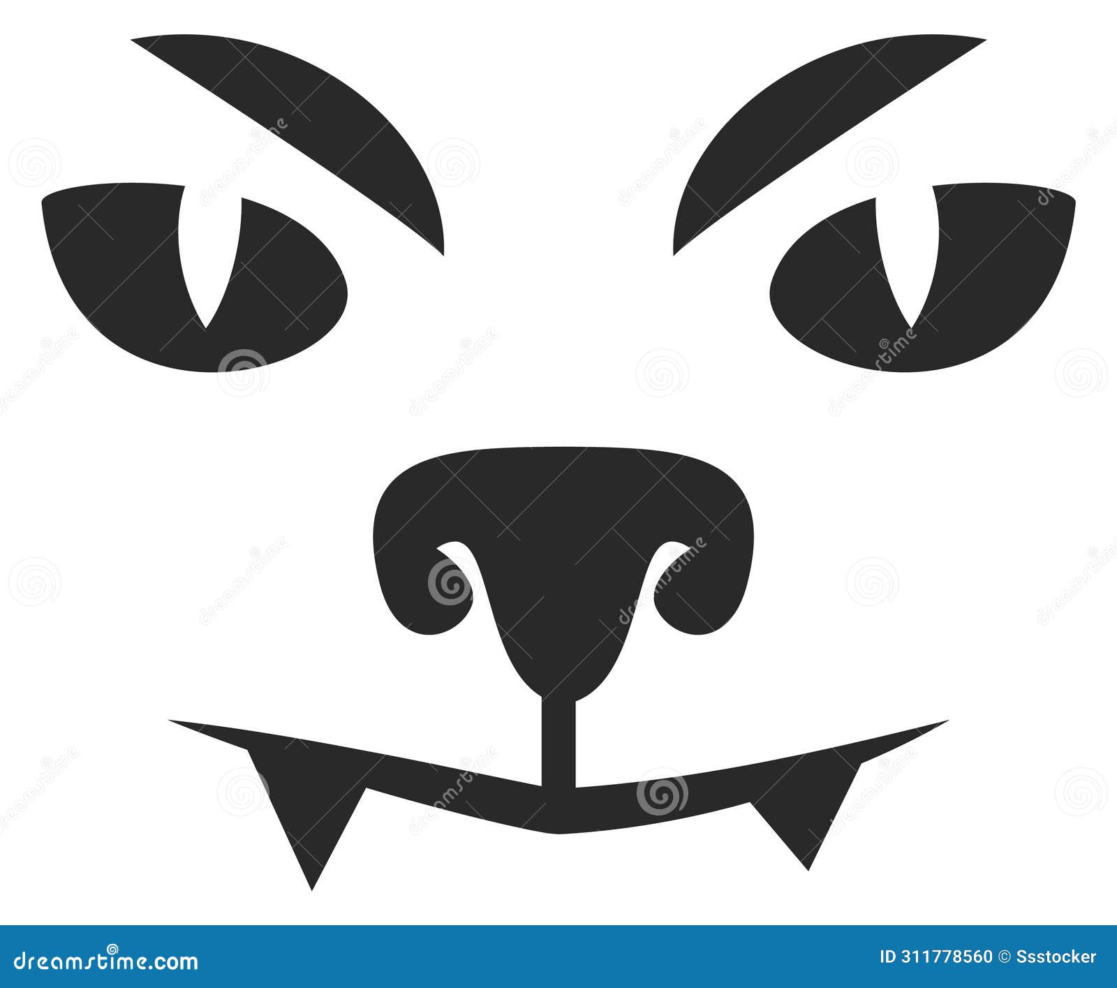Evil Wolf Face Stencil. Haloween Horror Template Stock Photo ...