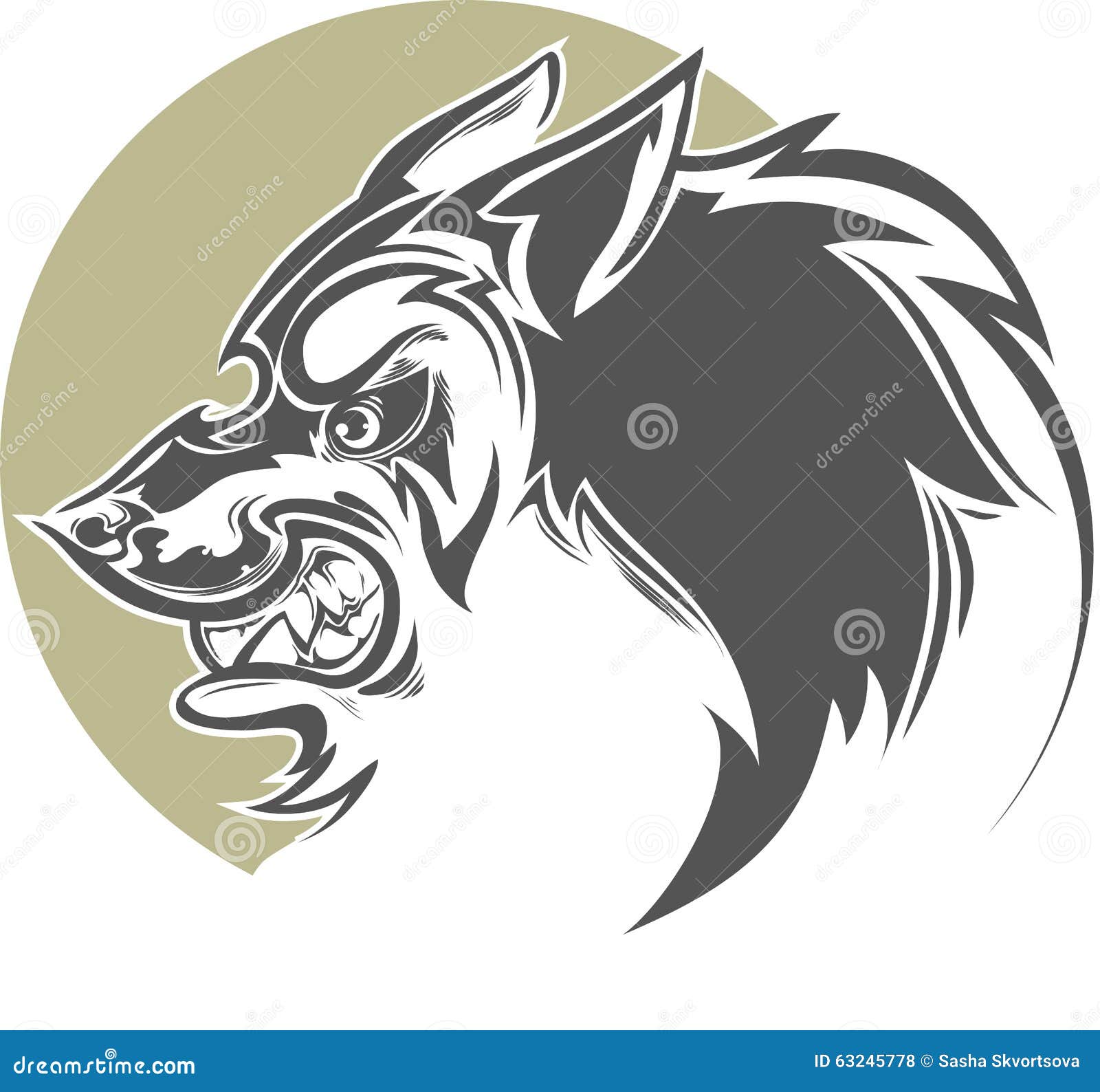 Evil wolf patterned stock vector. Illustration of angry - 63245778