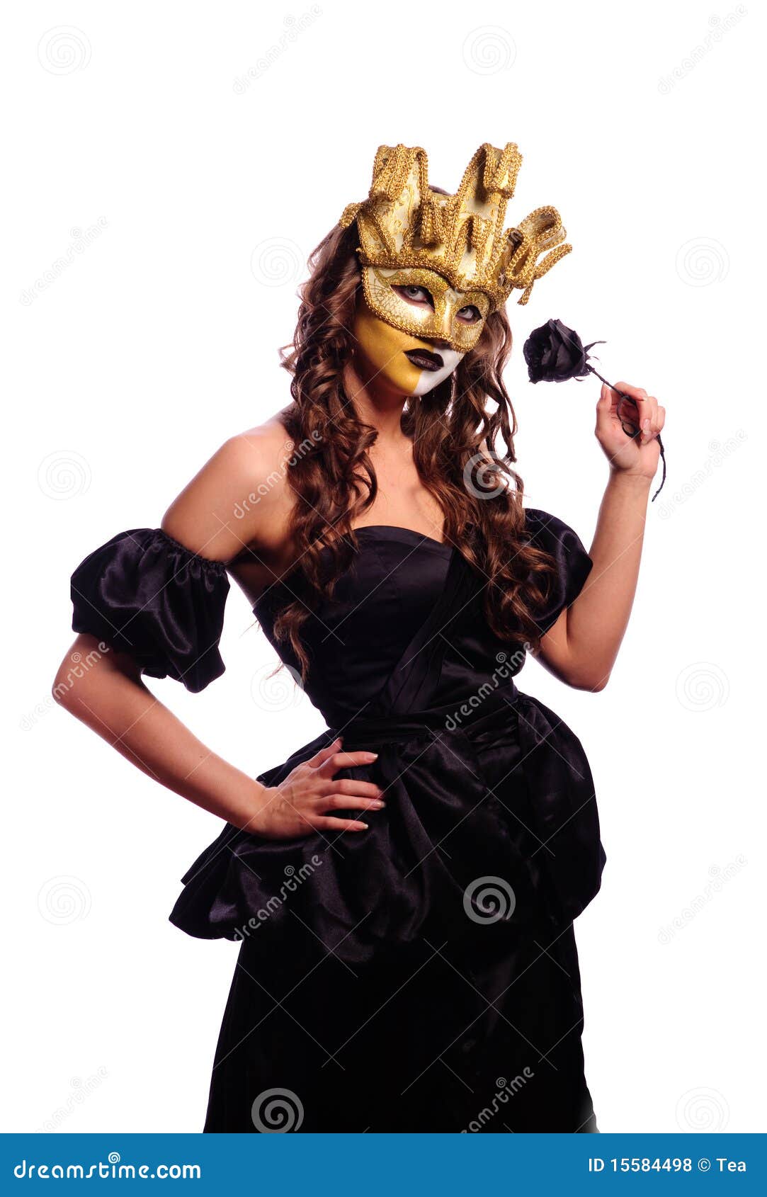 Evil woman in black dress stock photo. Image of isolated - 15584498