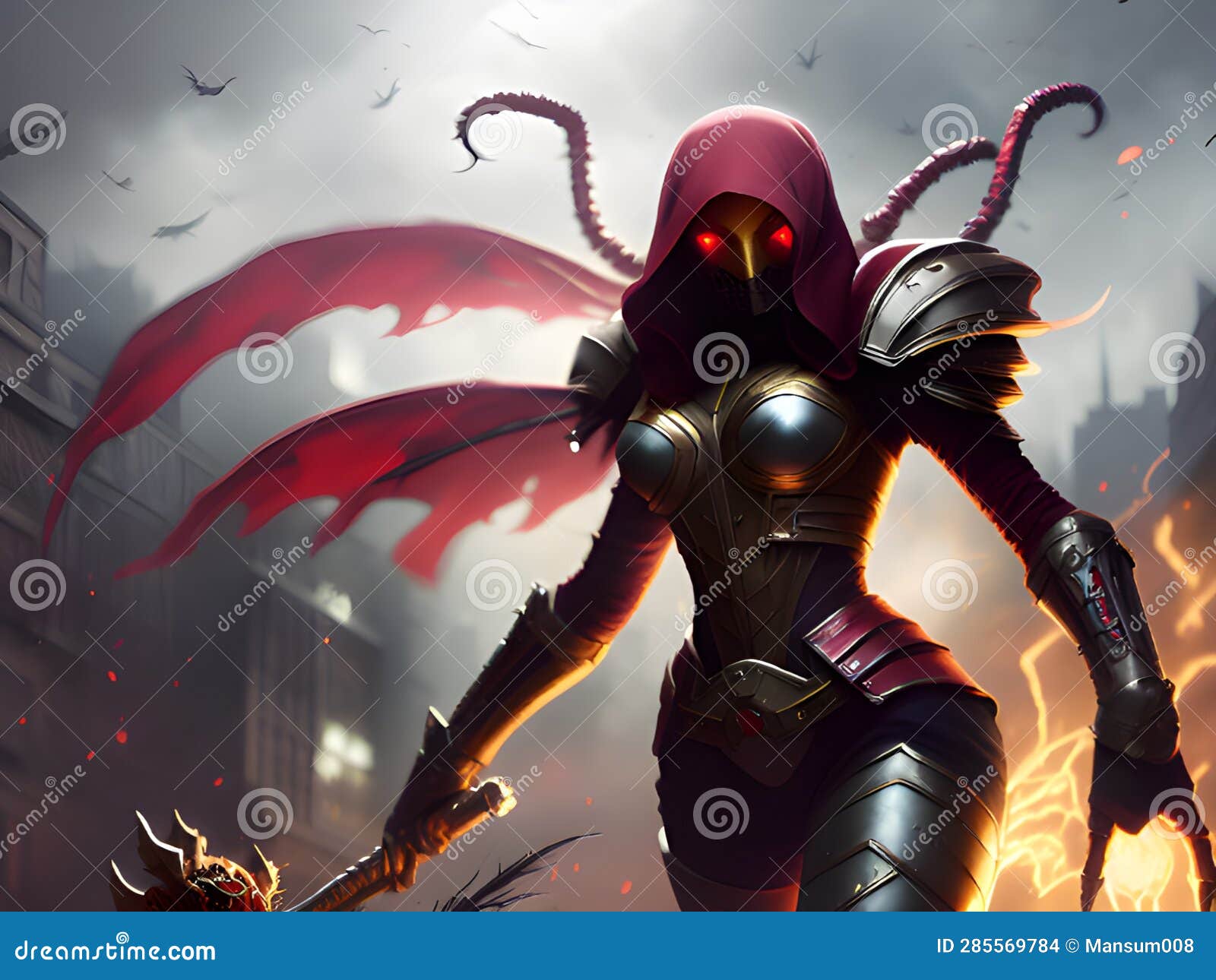 Evil Woman Monster in the Hell, Ai Generated Stock Illustration ...