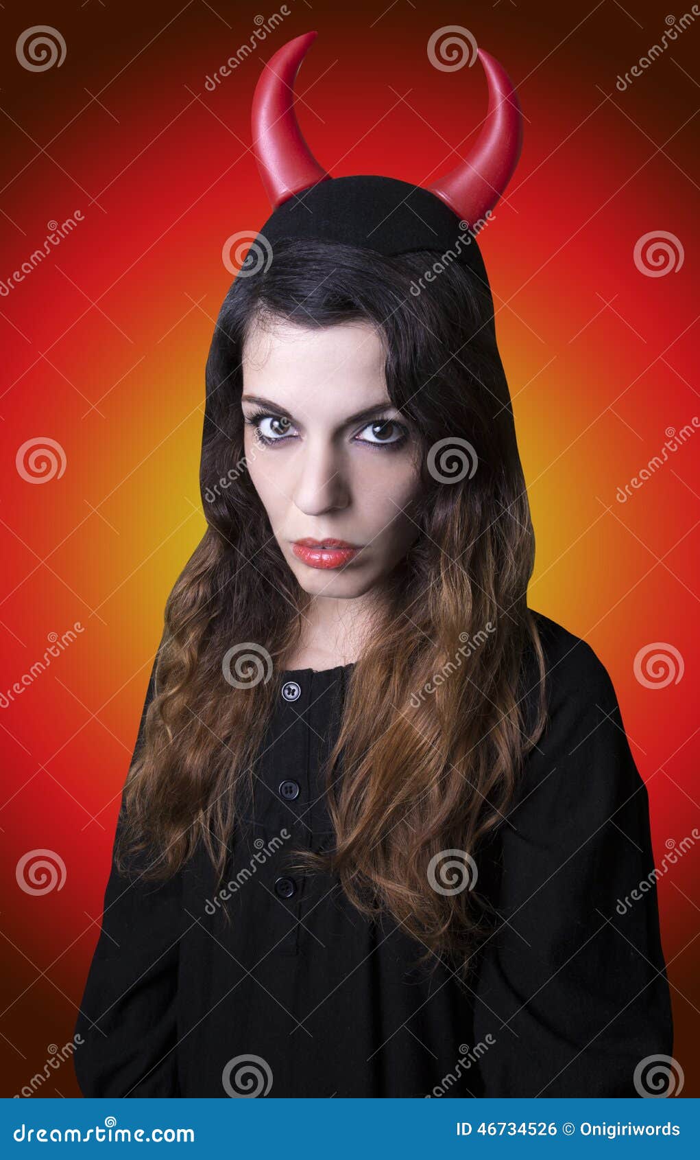 Evil woman stock photo. Image of demon, model, horned - 46734526
