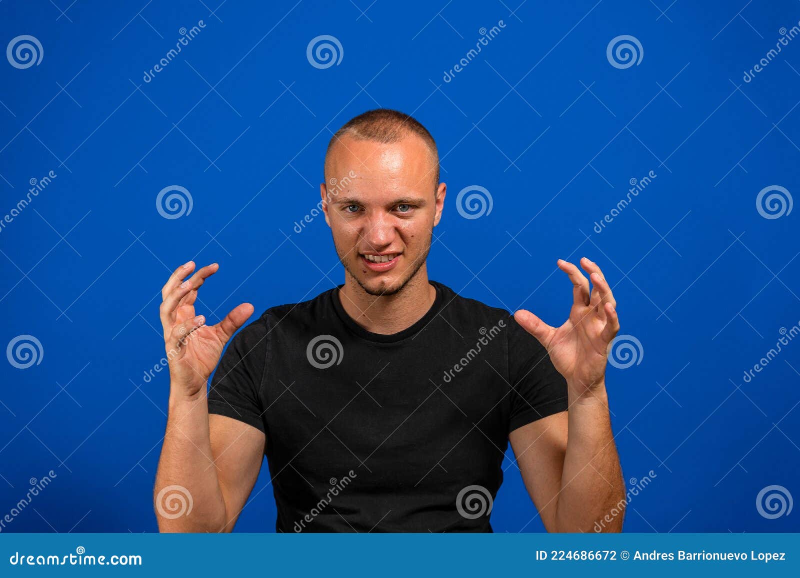 Evil Young Man with Claw Hands Off Executing an Evil Plan Isolated on ...