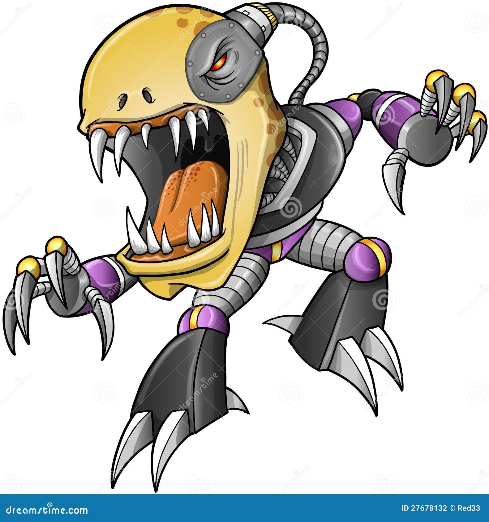 Evil Zombie Undead Cyborg Vector Illustration | CartoonDealer.com #27678132