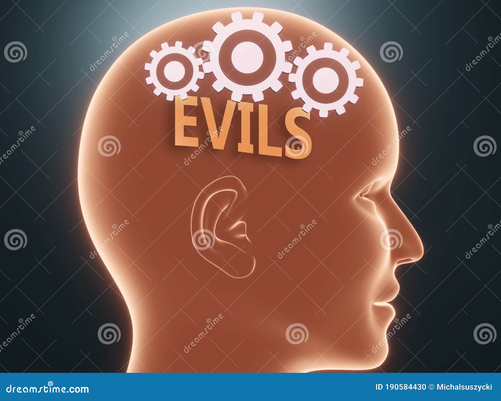 Evils Inside Human Mind - Pictured As Word Evils Inside a Head with ...