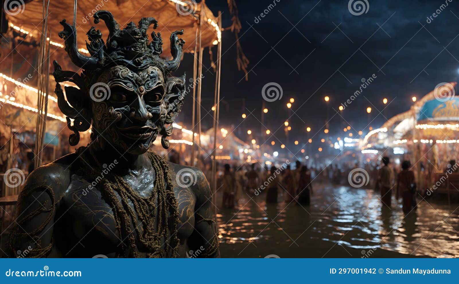 Surreal Nightmare: Drowning in the Haunted Carnival Stock Illustration ...