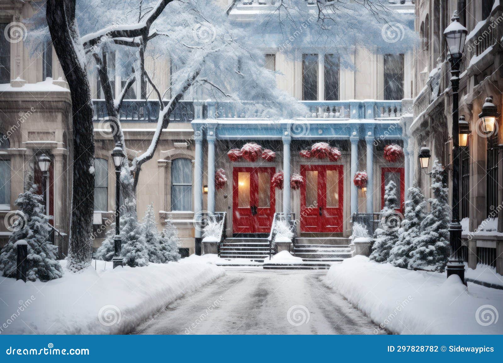 Snow-Covered Architecture - Generative AI Stock Illustration ...