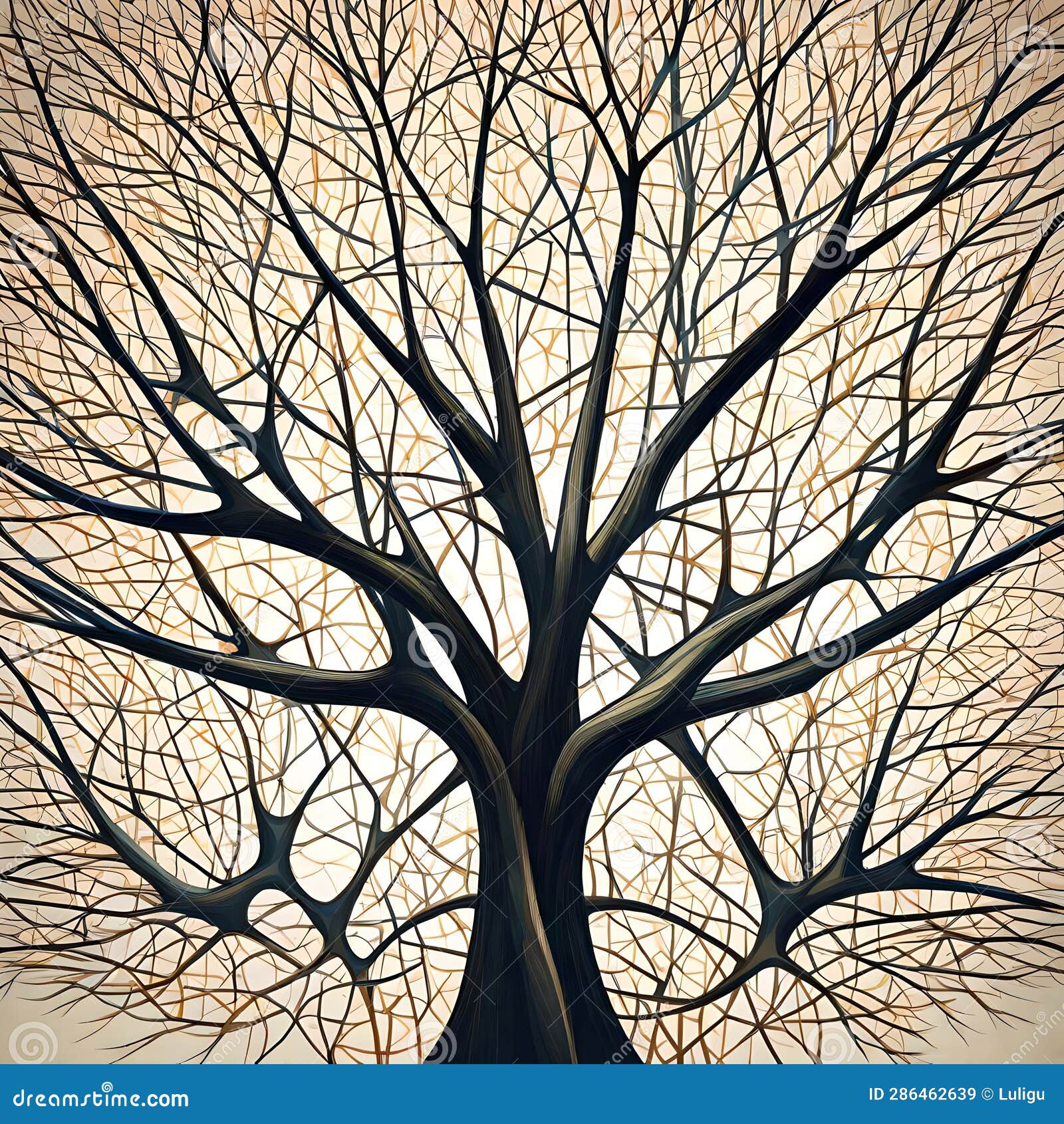 Silhouetted Canopy: Monochromatic Tree from Below Stock Illustration ...