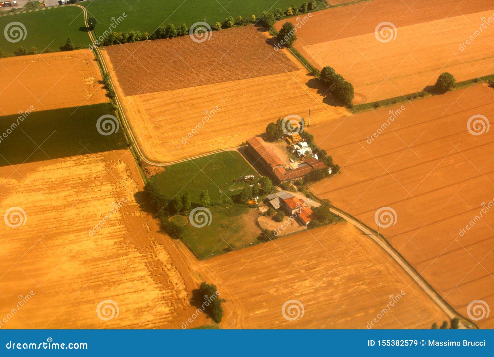 Farm in the Middle of Fields Planted with Maize Seen from the Plane ...