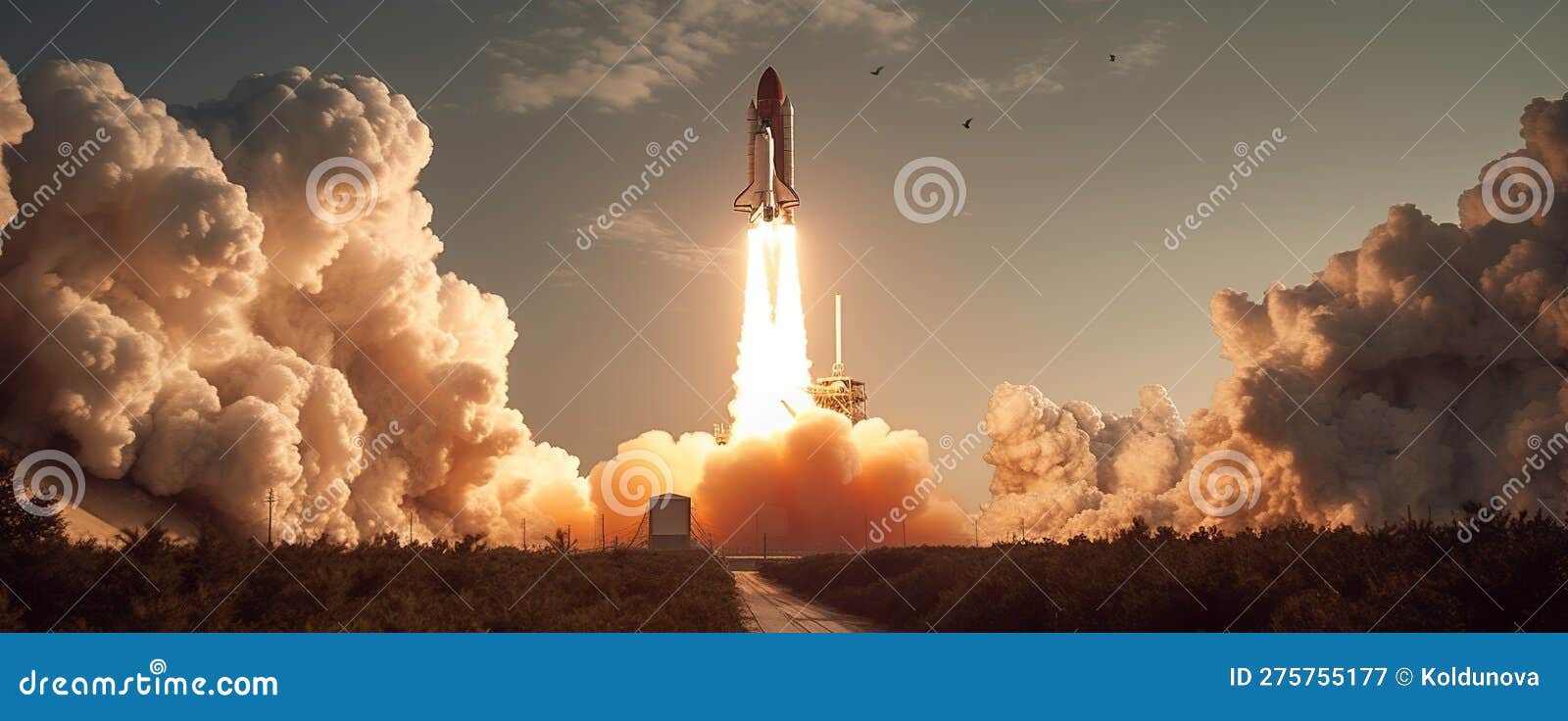 An Evocative Image of a Space Shuttle Launch, with Plumes of Smoke and ...