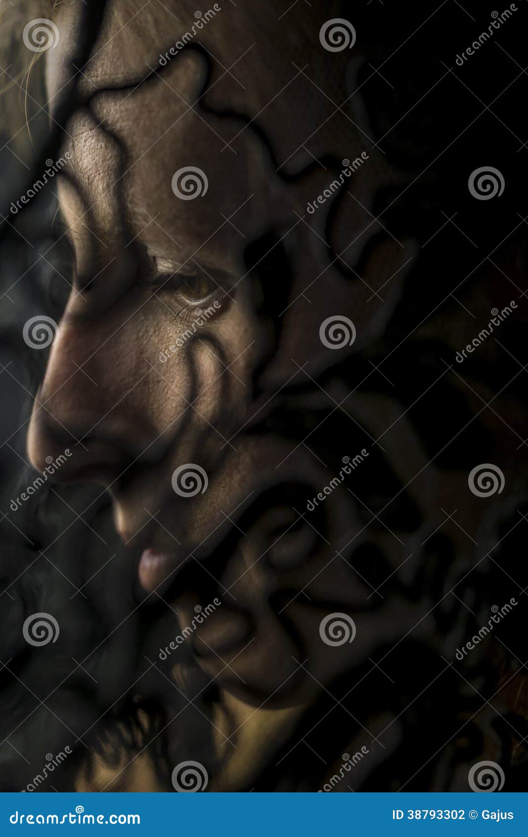 Evocative Portrait of a Woman in Deep Shadow Stock Photo - Image of ...