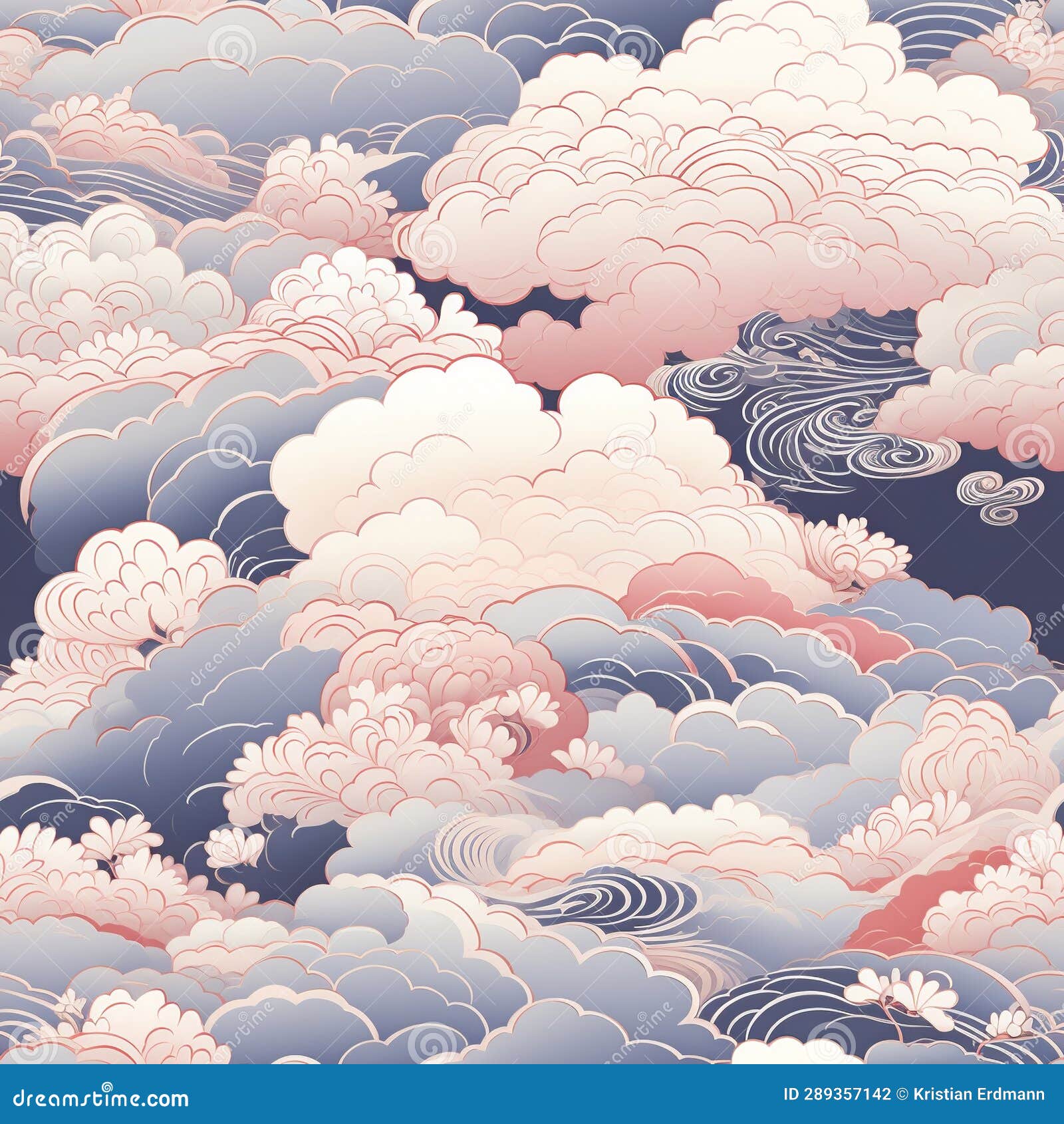 Elegant Dance of Clouds and Winds Stock Illustration - Illustration of ...