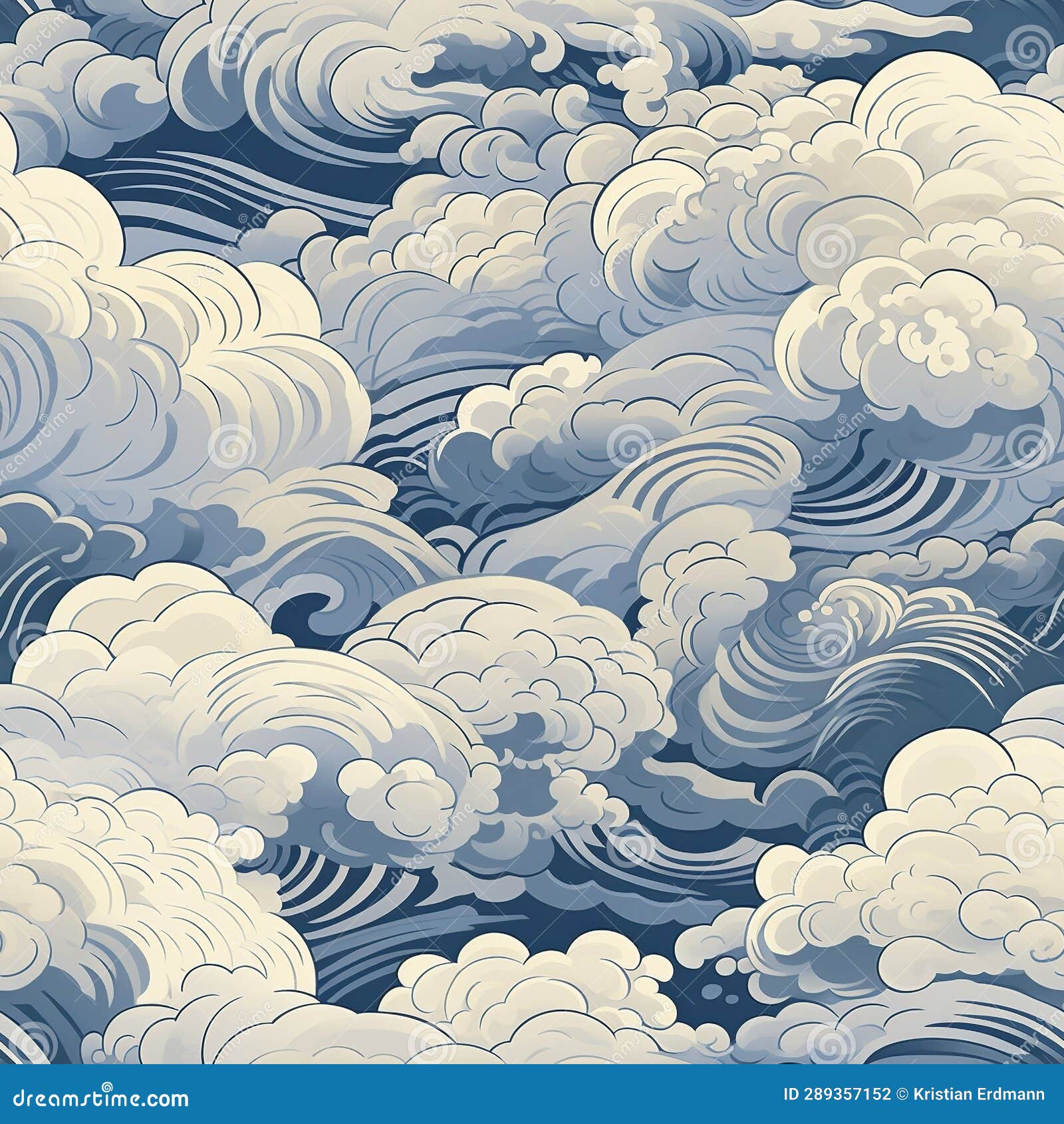 Elegant Dance of Clouds and Winds Stock Illustration - Illustration of ...