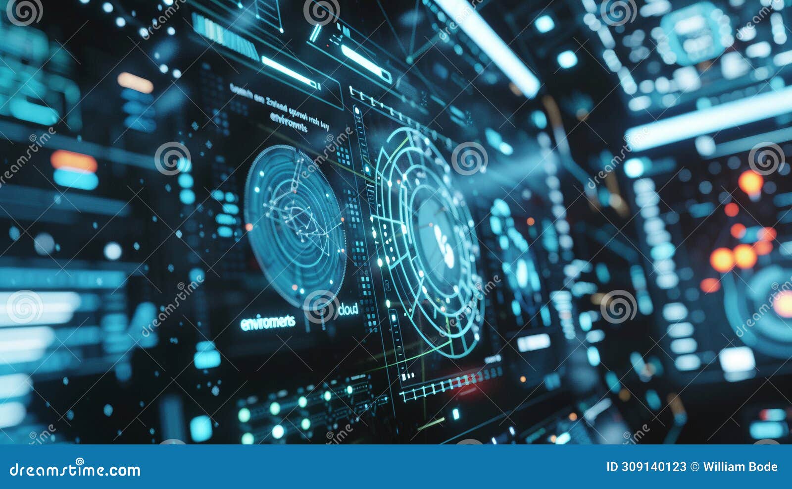 Tech Command Center: a Glimpse into the Future Stock Illustration ...