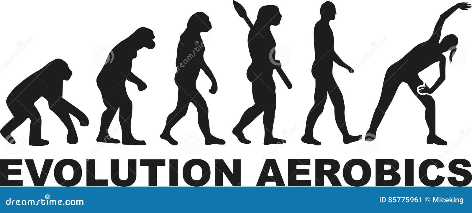 Evolution Aerobics stock vector. Illustration of monkey - 85775961