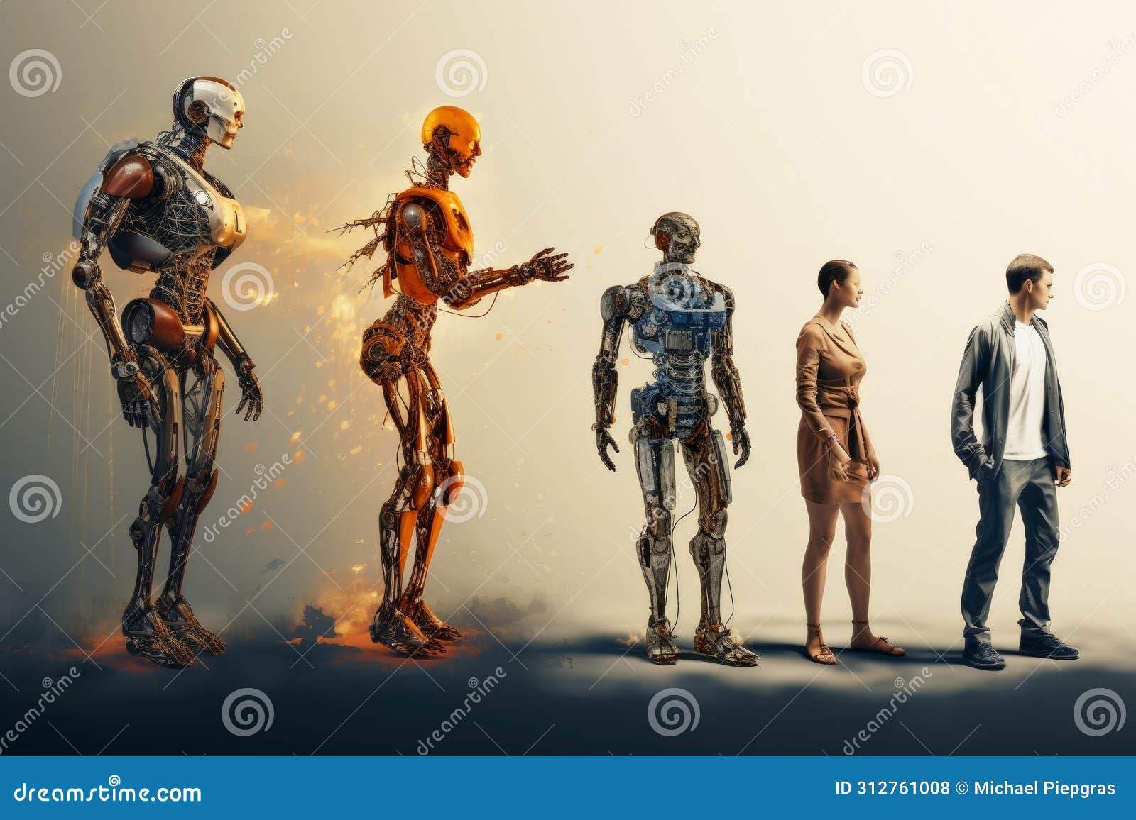 The Evolution of Ai Concept from Machine To Human Stock Photo - Image ...