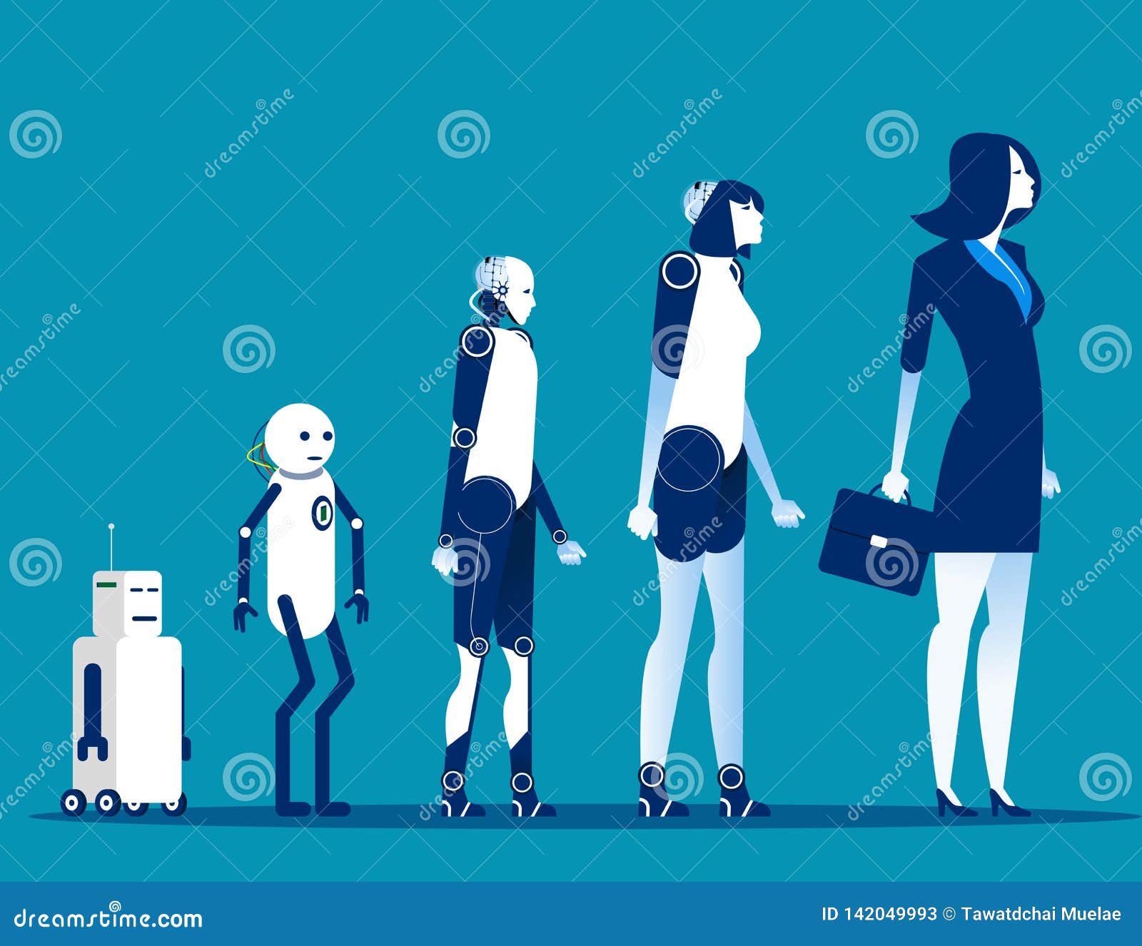 Evolution Android. Concept Cyborg Technology Vector Illustration Stock ...