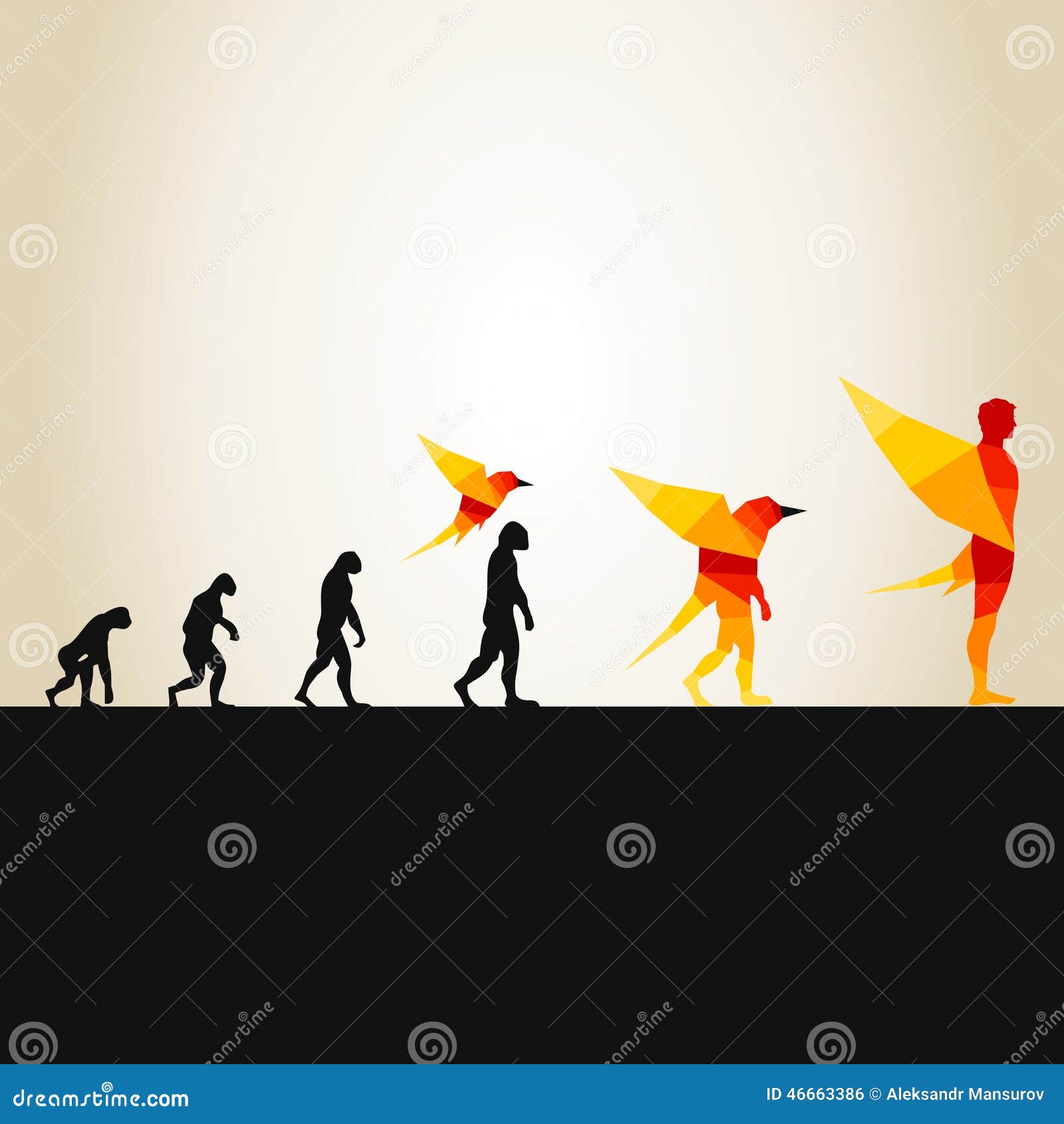 Evolution in a bird2 stock vector. Illustration of ornament - 46663386