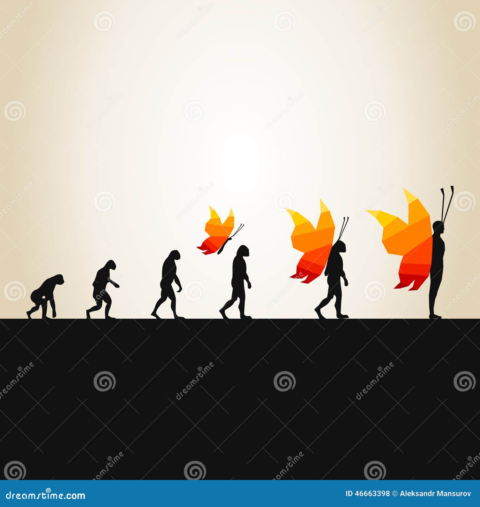 Evolution in the butterfly stock vector. Illustration of person - 46663398