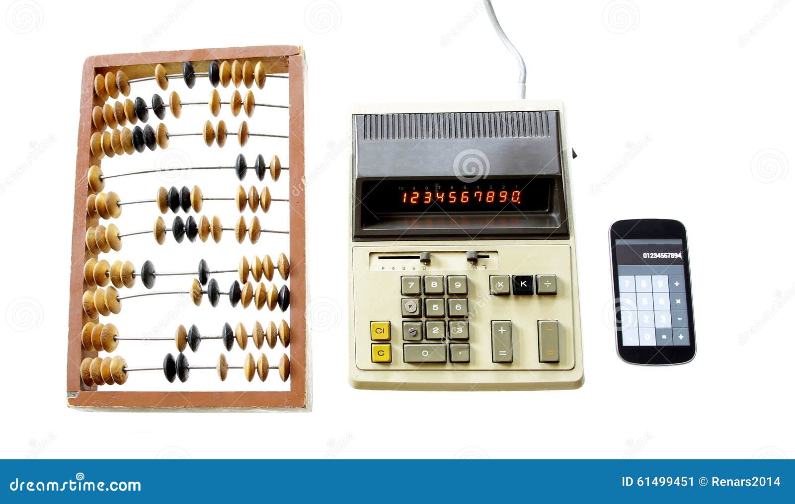 Evolution of Calculation Abacus Vintage Calculator and Modern Ga Stock ...