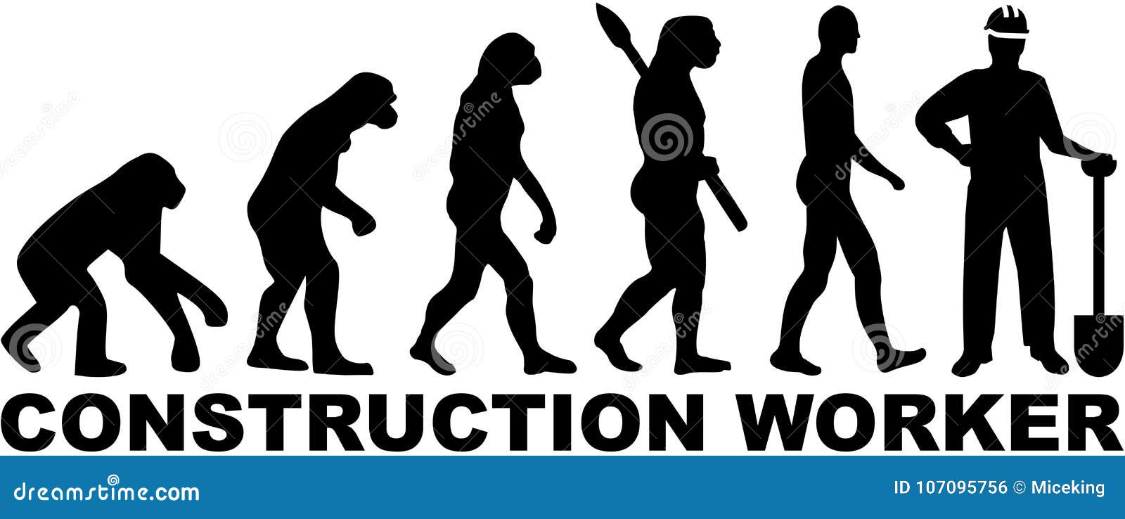 Evolution Construction Worker Stock Vector - Illustration of silhouette ...