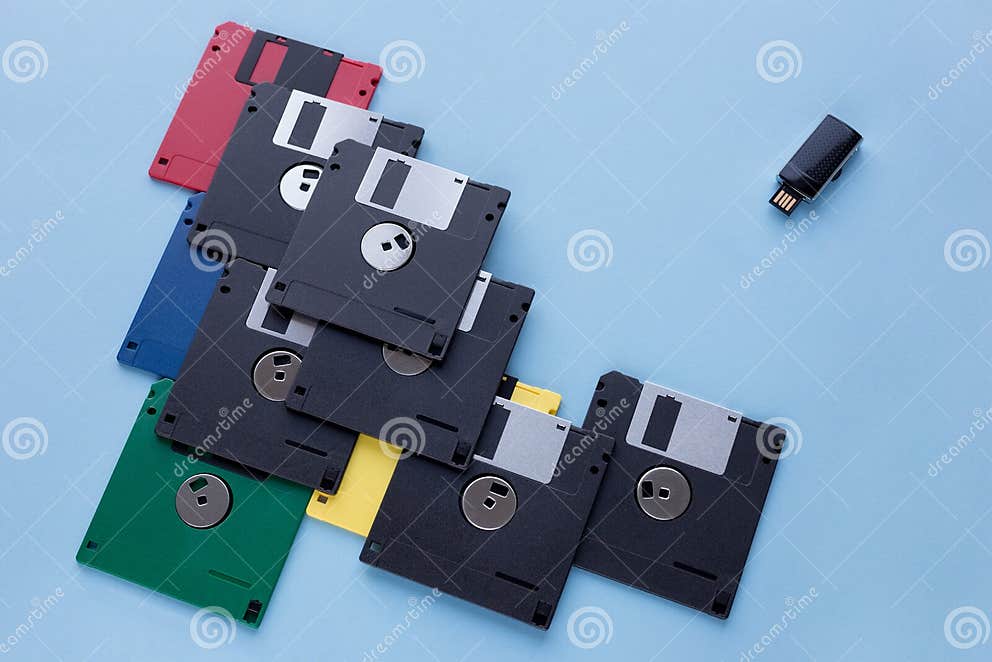 The Evolution of Digital Data Storage Device. Floppy Disks Vs Small ...