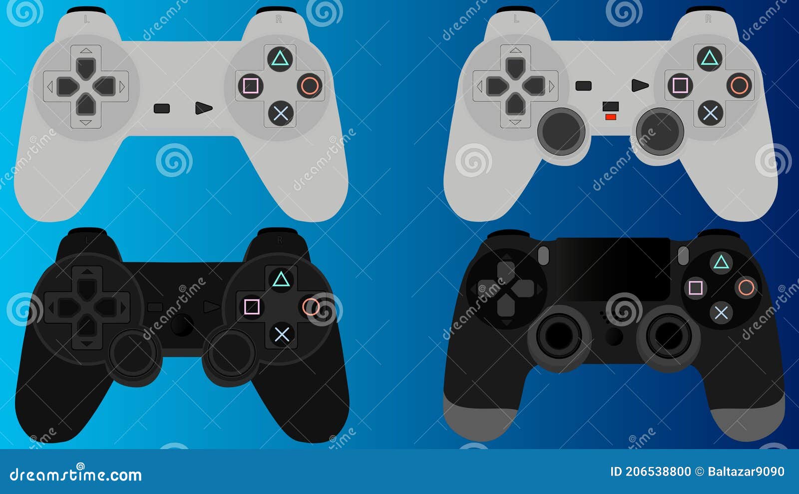 Evolution of gamepads stock vector. Illustration of console - 206538800